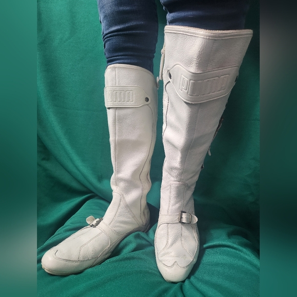 Puma | Shoes | Puma Berlin Moto Leather Boots Womens Size 95 White ...
